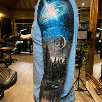 Sun Chest Tattoo, Black Ink Linework | Best Tattoo Ideas For Men & Women